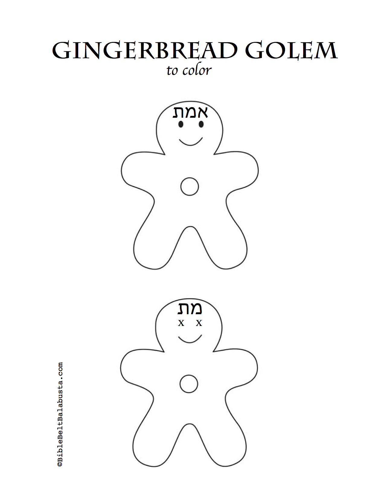 Gingerbread Golem coloring page | Bible Belt Balabusta