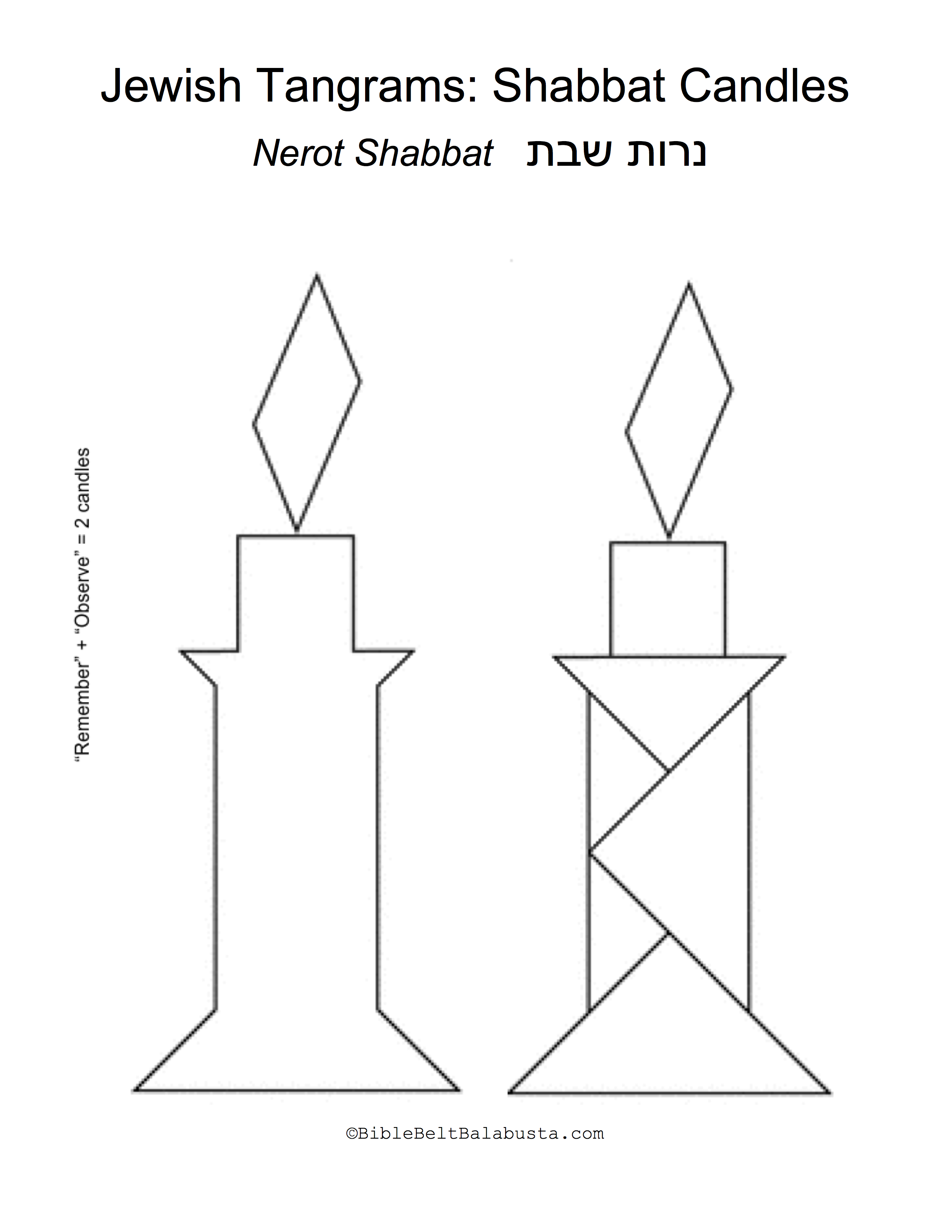 Jewish Tangrams: Shabbat candles | Bible Belt Balabusta