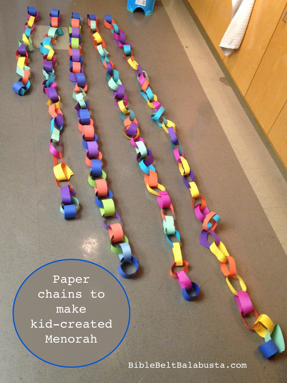 Paper Chain Menorah, made by kids | Bible Belt Balabusta
